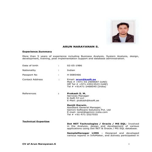 Resume-Arun Narayanan - Copy.DOC