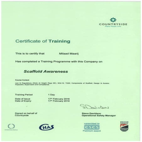 SMSTS Certificate | PDF