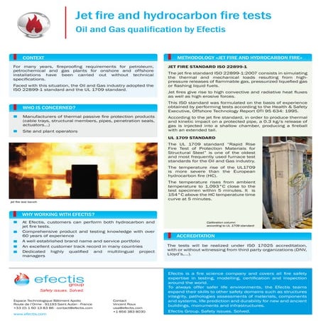 Efectis Group - Jet Fire and Hydrocarbon fire tests | PDF