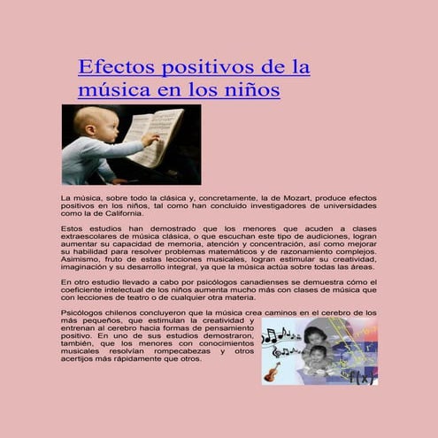 Efectos positivos de la música en los niños | DOCX