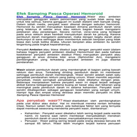 Efek samping pasca operasi hemoroid | PDF