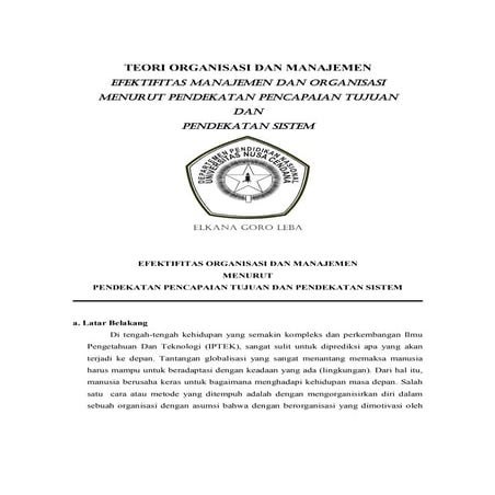Efektivitas organisasi dan manajemen | PDF
