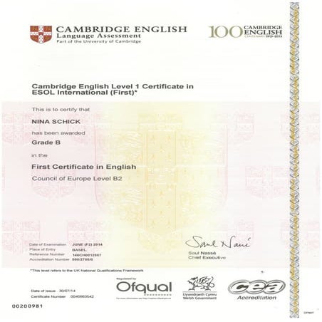 Cambridge First Certificate | PDF
