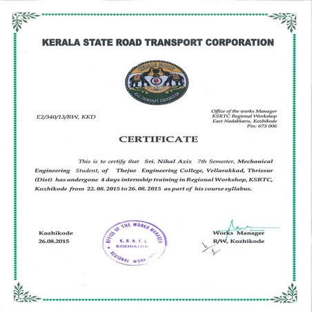 KSRTC Training | PDF