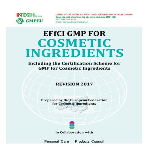 EFfCI - GMP cho thành phần mỹ phẩm bao gồm hồ sơ chứng nhận | DOCX