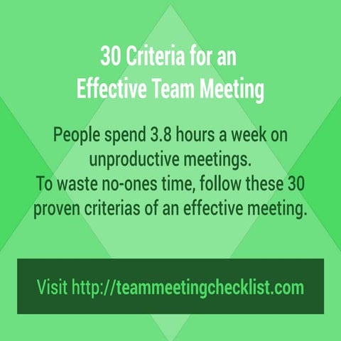 30 Rules to Follow for an Effective Team Meeting | PDF