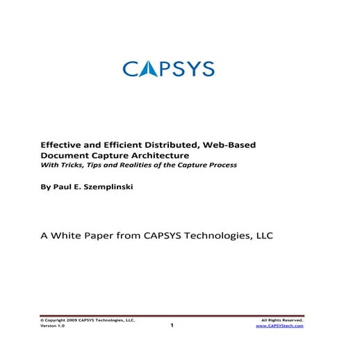 Effective and efficient distributed, web based document capture architecture | PDF