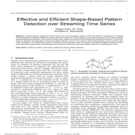 Effective and Efficient Shape-Based Pattern Detection over Streaming Time Series | PDF