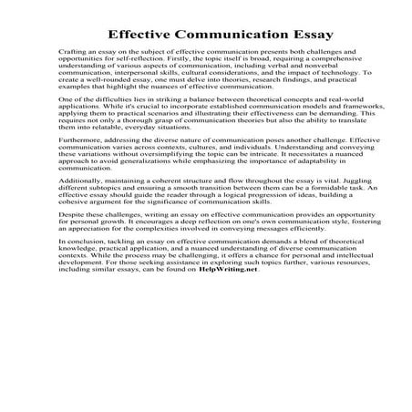 Effective Communication Essay | PDF