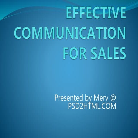 Effective Communication For Sales | PPTX