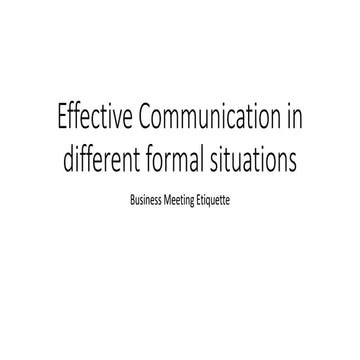 Effective communication in different formal situations | PPTX