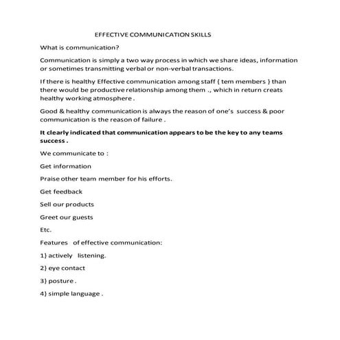 Effective communication skills | DOCX