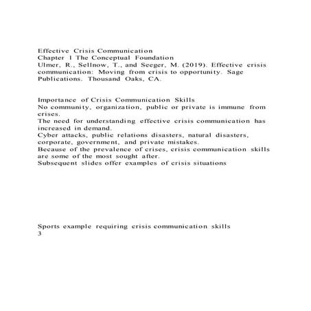 Effective Crisis CommunicationChapter 1 The Conceptual Foundat | DOCX