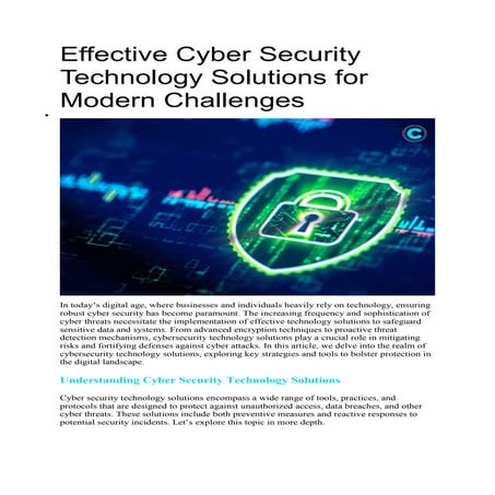 Comprehensive Cybersecurity Solutions: Safeguarding Your Digital Assets ...