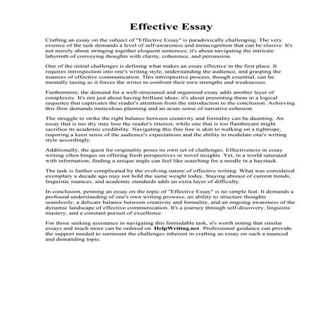 Effective Essay. Cause and Effect Essay Examples YourDictionary | PDF