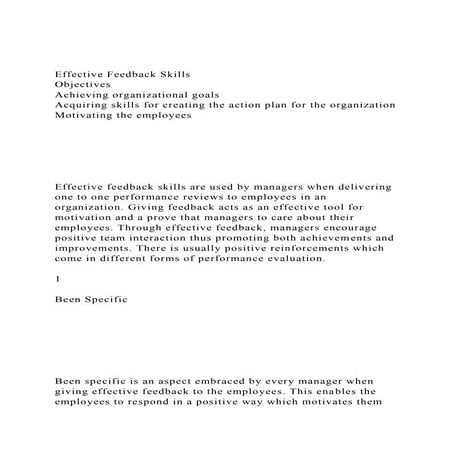 Effective Feedback SkillsObjectivesAchieving organizational .docx