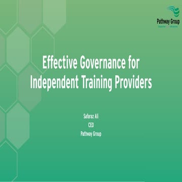 Effective Governance for Independent Training Providers - March 2020 | PPT