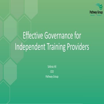 Effective Governance for Independent Training Providers for Adult ...