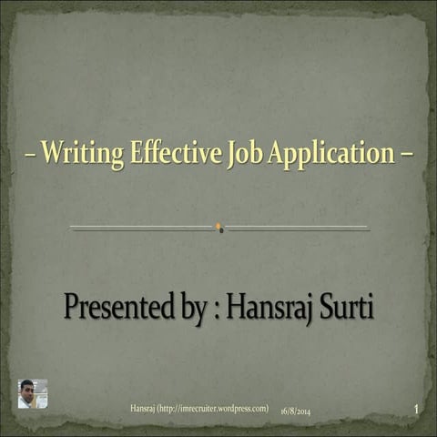 Writing Effective job application | PPT