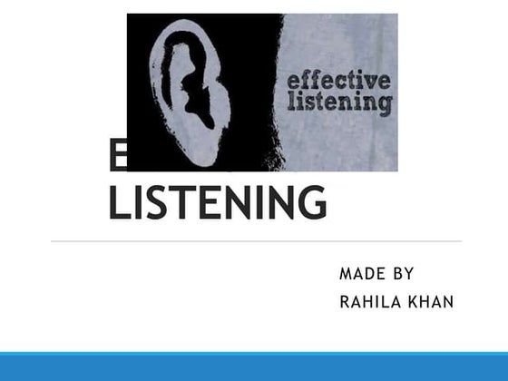Communication and Listening Skills | PPT