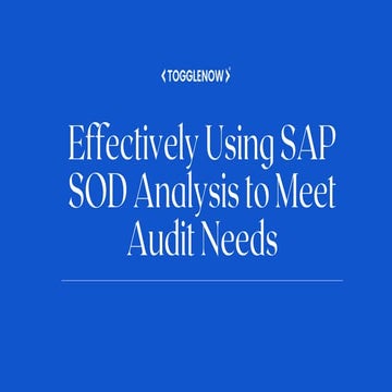 Effectively Using SAP SOD Analysis to Meet Audit Needs. | PDF