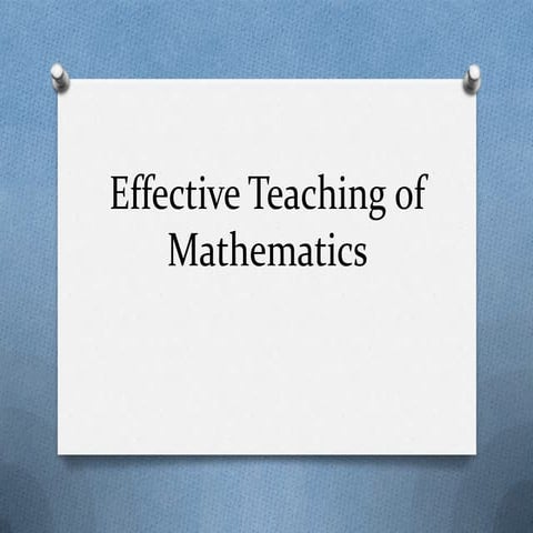 Effective mathematics lessons | PPTX
