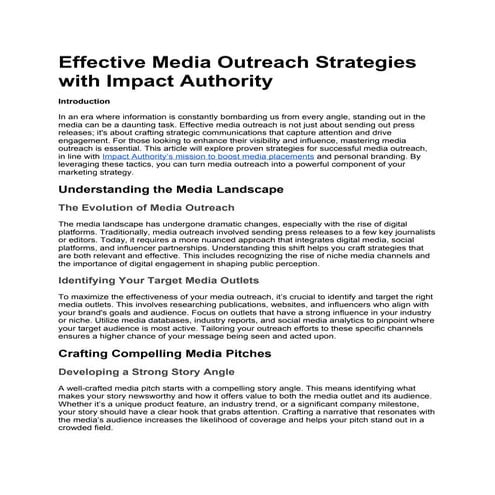 Effective Media Outreach Strategies with Impact Authority.docx