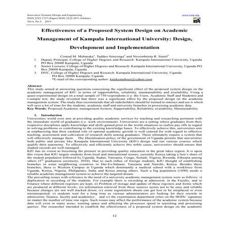 Effectiveness of a proposed system design on academic management of ...