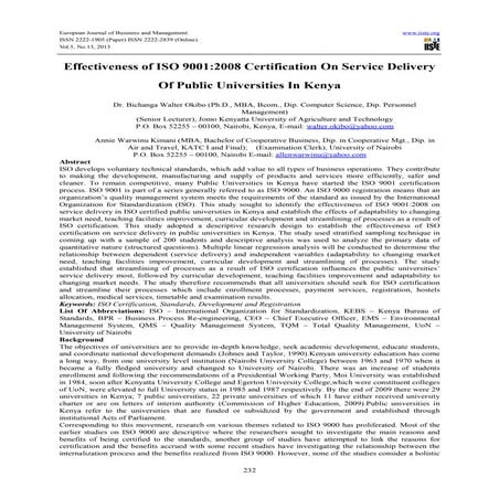 Effectiveness of iso 90012008 certification on service delivery | PDF