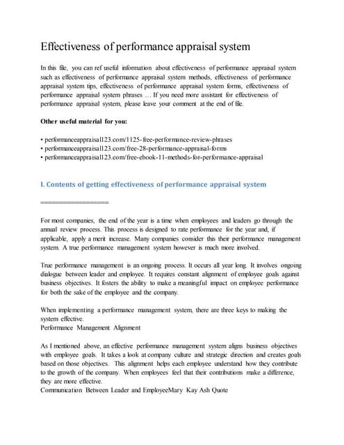 PERFORMANCE EVALUATION POWERPOINT | PPT