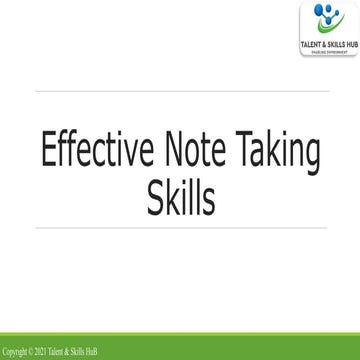 How to Develop Effective Note Taking Skills | PPTX