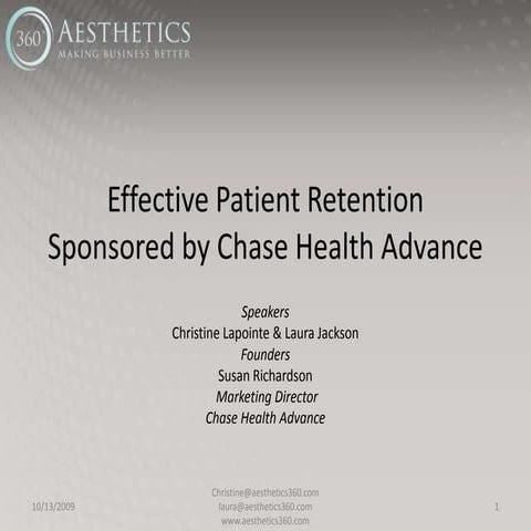 Effective Patient Retention Patients For Life! | PPTX | Healthcare ...