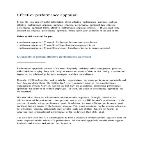 Effective performance appraisal | DOCX