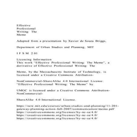 Effective Professional Writing The MemoAdapted from | PDF
