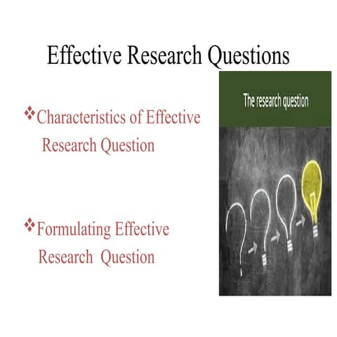 Research Questions, types and objectives | PPTX