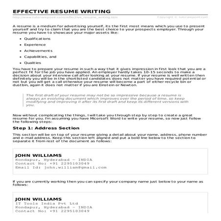 Effective resume writing | PDF