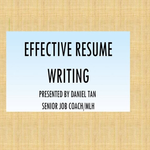 Effective Resume Writing Skills Reference | PPT