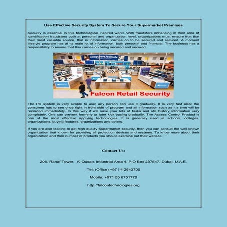 Effective security for secure your supermarket premises | PDF