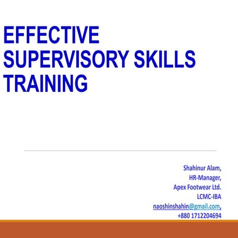 Effective supervisory skill trainig | PPTX