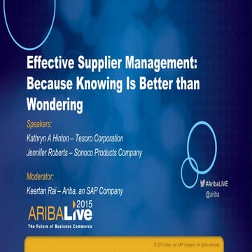 Effective Supplier Management: Because Knowing Is Better than Wondering ...