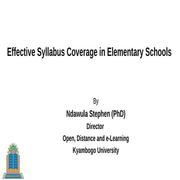 Effective syllabus coverage in elementary schools | PPT