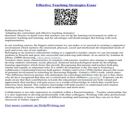 Effective Teaching Strategies Essay | PDF