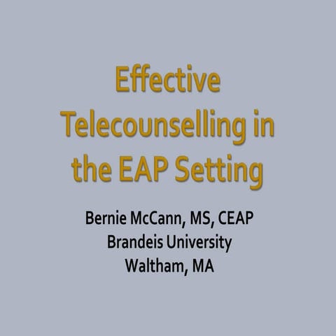 Effective Telecounselling in the Eap Setting | PDF