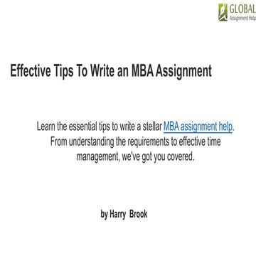 Effective Tips To Write an MBA Assignment | PPTX