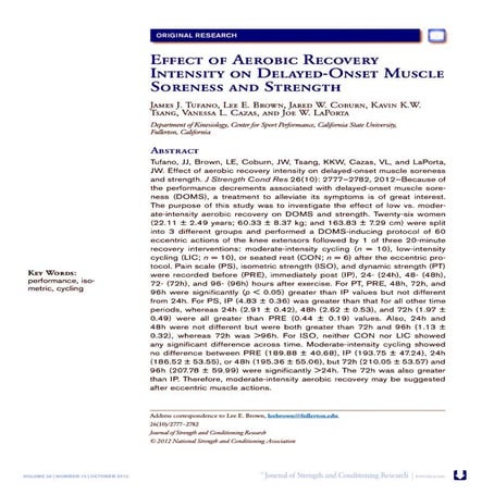 Effect of aerobic recovery intensity on DOM and Strength | PDF