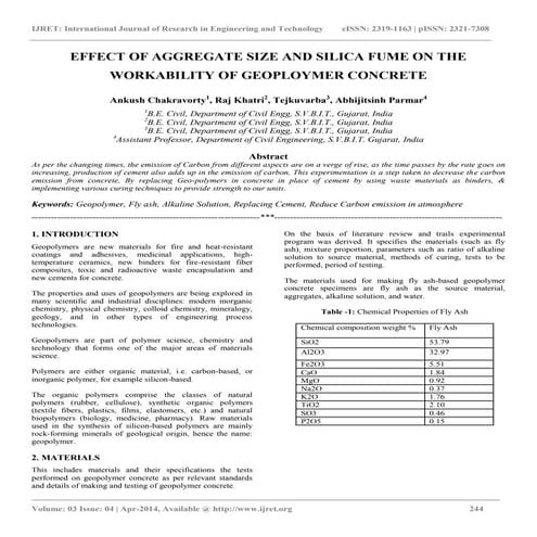 Effect Of Aggregate Size And Silica Fume On The Workability Of Geoploymer Concrete Pdf