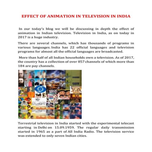 EFFECT OF ANIMATION IN TELEVISION IN INDIA | PDF