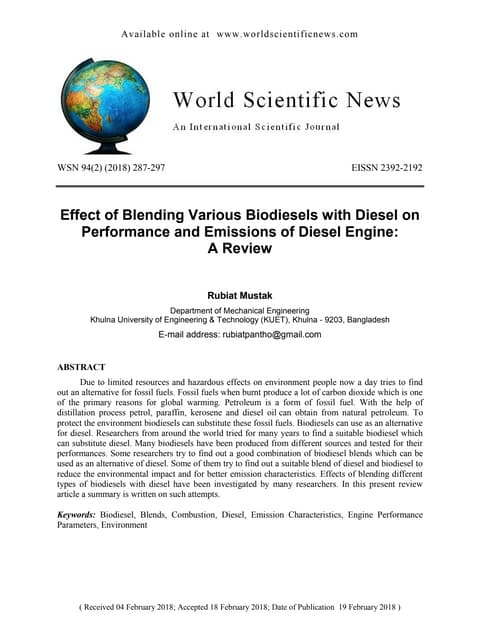 Biodiesel is a renewable biofuel, a form | PPTX
