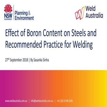 Effect of boron content on steels and recommended practice for welding ...