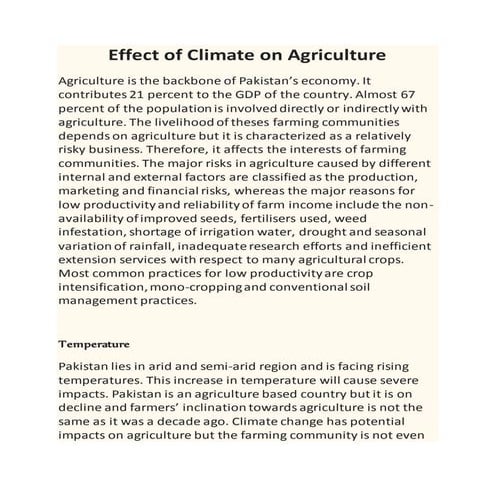 Effect of climate on agriculture | PDF